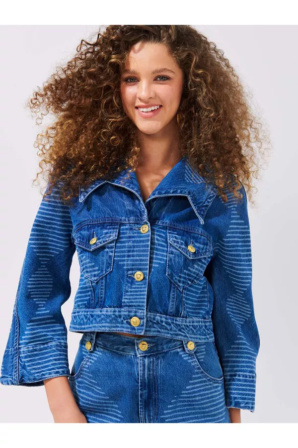 Laser Diamond Denim Jacket by Hayley Menzies at THE MILE