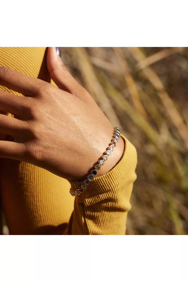 Love Rainbow Heart Tennis Chain Bracelet by Jane Win at THE MILE