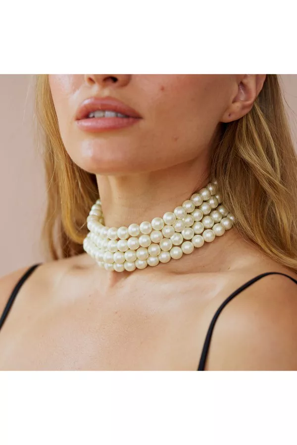 Four Row Pearl Choker by Kenneth Jay Lane at THE MILE