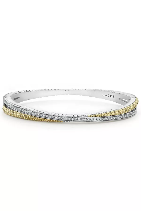 Lagos Caviar Lux 18K Caviar and Diamond Bangle Gold