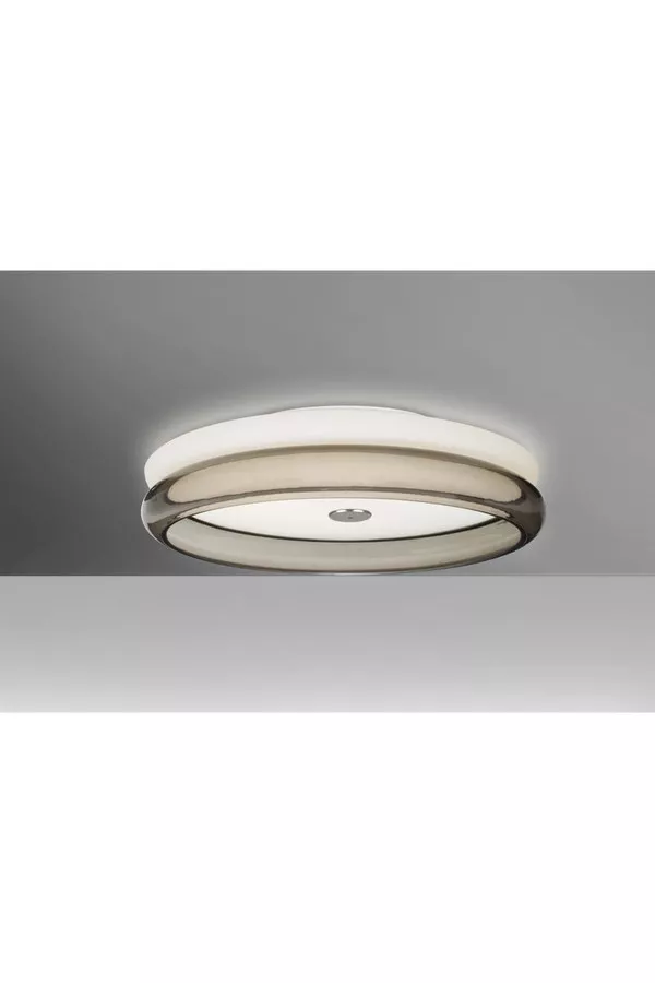 Topper 12 Flush Mount, 2-Light, White, Opal/Smoke Shade, 12"W...