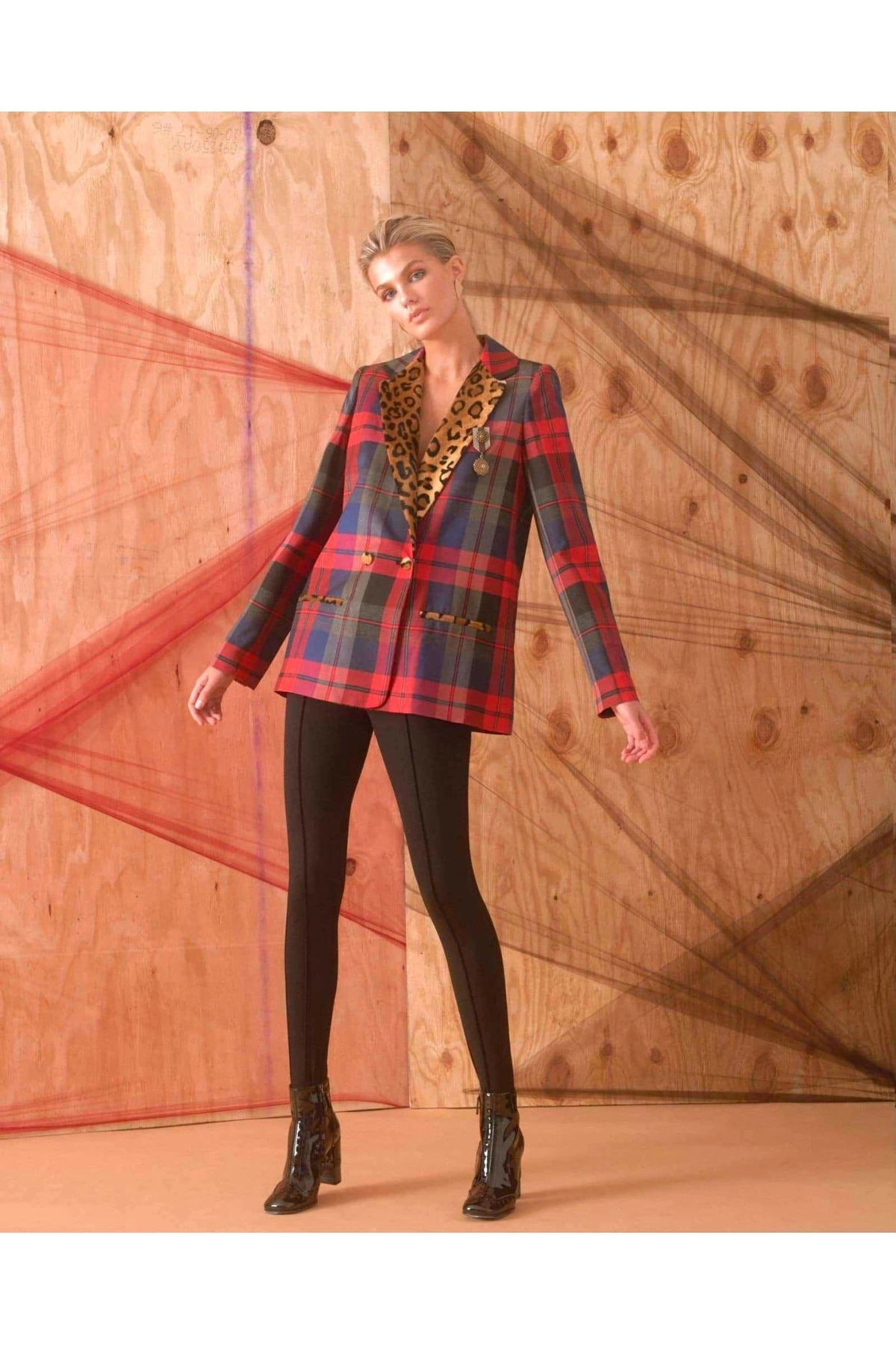 Royal Plaid Clair Blazer by VALENTINA SHAH at THE MILE