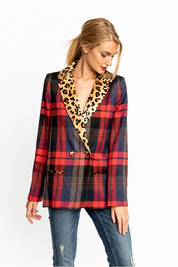 Royal Plaid Clair Blazer by VALENTINA SHAH at THE MILE